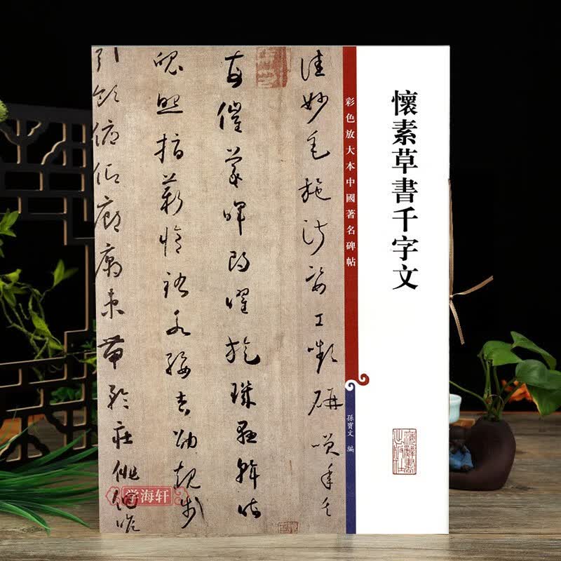 怀素草书千字文彩色放大本中国著名碑帖繁体旁注孙宝文毛笔字帖书法成人学生临摹碑帖古帖墨迹籍 上海辞书出版社学海轩