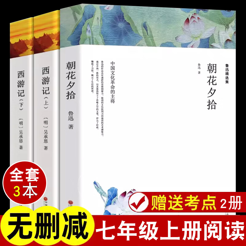 全套10册朝花夕拾鲁迅西游记海底两万里童年初中生课外阅读书完整钢铁是怎样炼成的简爱骆驼祥子猎人笔记 七年级上册