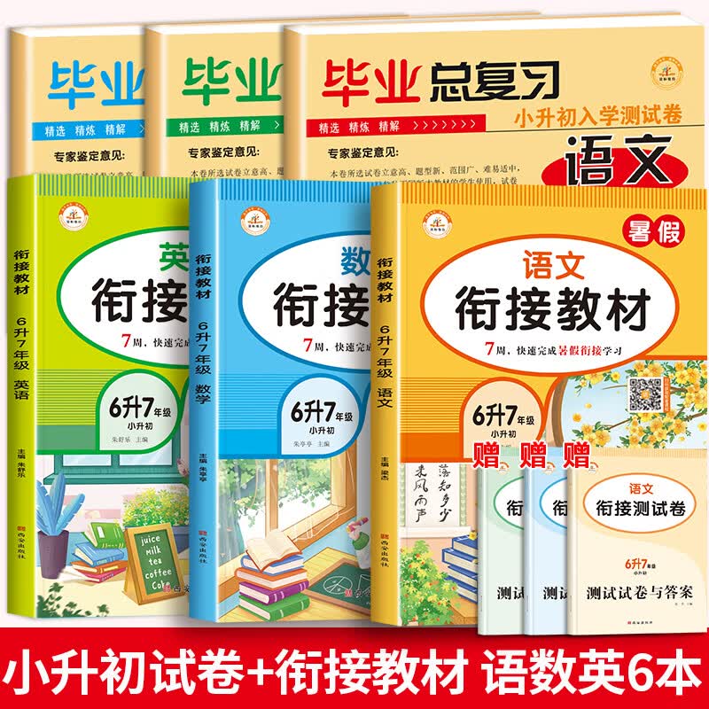 小升初真题卷试卷测试卷语文数学英语必刷题人教版小学毕业系统总复习资料六年级下册北师大版练习册全套2023名校冲刺专练模拟卷子 小升初试卷+衔接教材 语文数学英语6本 小学升初中
