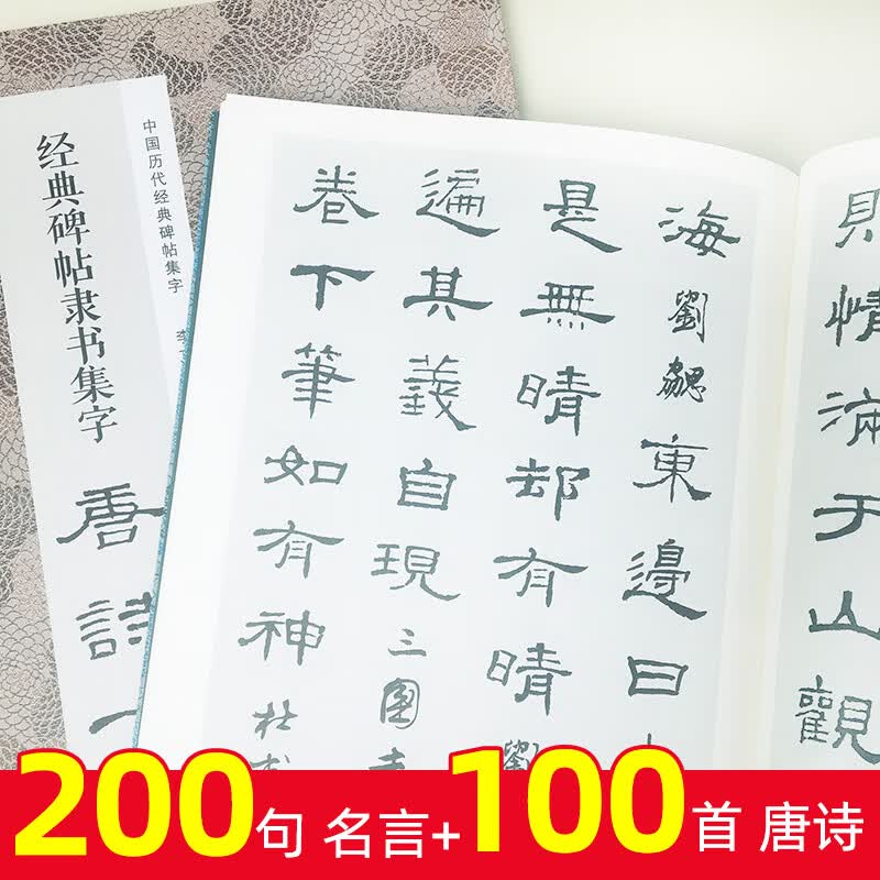 经典碑帖隶书集字 唐诗一百首+隶书集字名言二百句 中国历代经典毛笔软笔书法临摹汉隶书字帖曹全碑乙瑛碑张