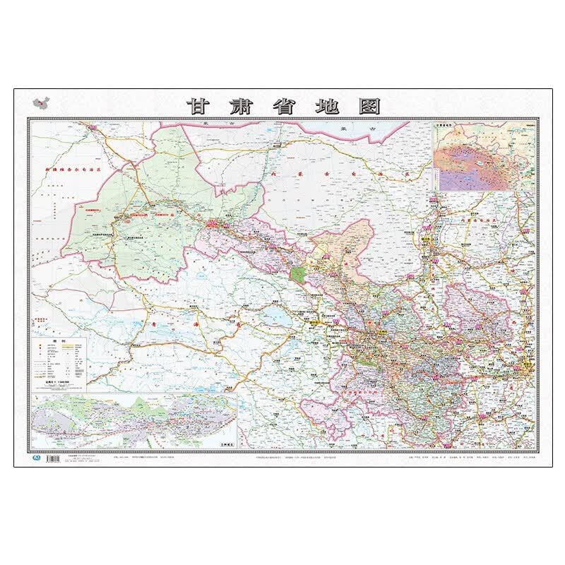 中国地图分省墙贴儿童房平面防水贴纸床头背景世界地图墙面装饰品 甘肃省地图 大