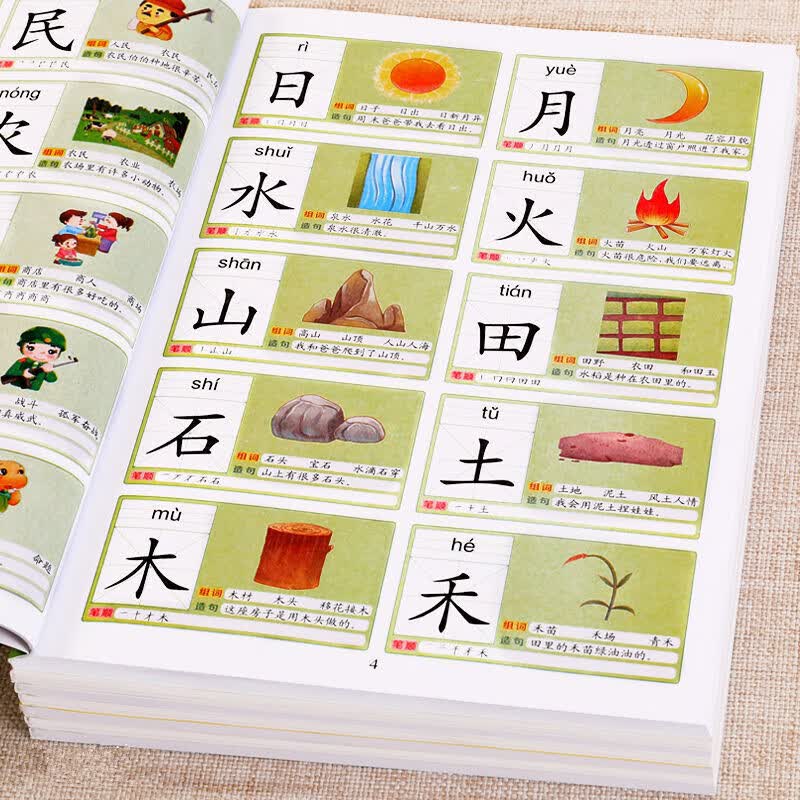 识字大全3000字幼儿园学前启蒙认字神器儿童看图入门识字大王书 识字起步篇+提高篇1500字