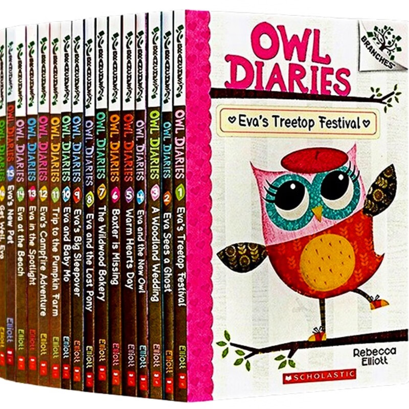 猫头鹰日记 英文进口原版 Owl Diaries全彩16册 学乐大树系列经典儿童桥梁章节书Scholastic Branches 赠童趣贴纸【6-12岁】