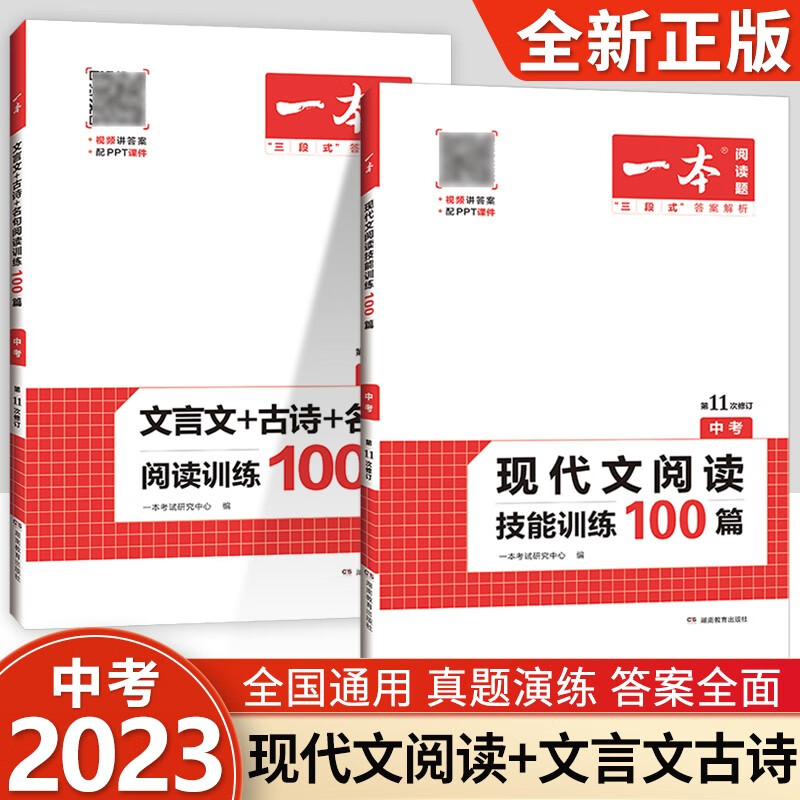 2024新版一本中考现代文阅读技能训练100篇+文言文古诗名句阅读技能训练通用版初中语文专项训练 初三语文课外阅读试题练习复习资料