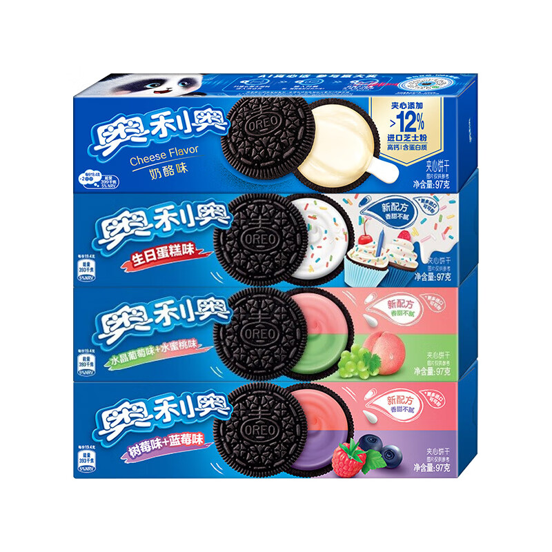 PLUS会员：奥利奥(Oreo) 休闲零食 风味果味夹心饼干 97g*4 盒，18.71元包邮—— 慢慢买比价网