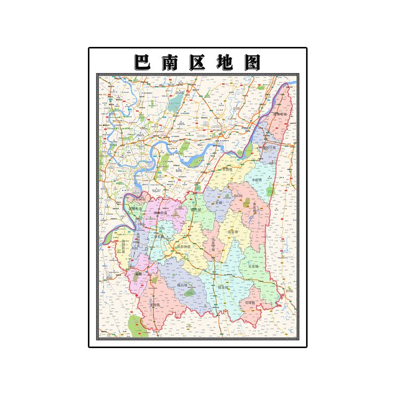 巴南区地图1.1米新款重庆市客厅沙发背景墙办公室书房装饰画贴画 覆膜
