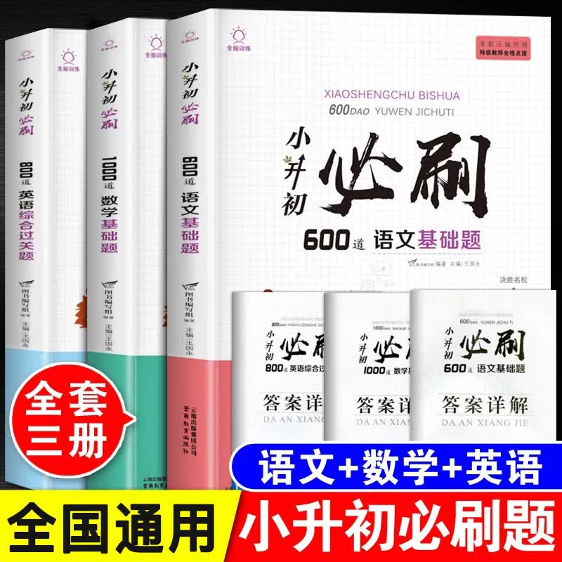 小升初暑假衔接教材人教版语文数学英语全套9册小升初必刷题六年级下册暑假作业同步训练6升7复习预习同步练习册小升初冲刺真题卷 人手一套【语数英必刷题】全3册 小学升初中