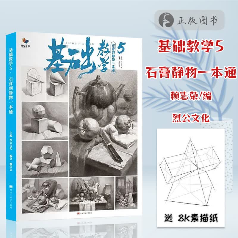 基础教学5石膏到静物一本通 2022烈公文化赖志荣素描入门石膏五官静物单体组合训练