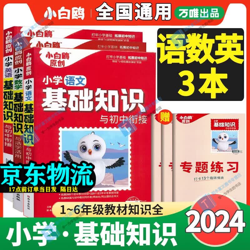 小白鸥小学基础知识大全手册语文数学英语小升初总复习强化训练一二三四五六年级人教版作文古诗词听力单词语法阅读理解