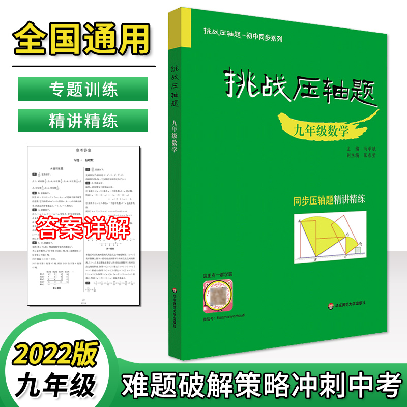 挑战压轴题九年级数学上下精讲精练专题同步练习册中考数学刷题选择填空解答大题突破解策略AB卷期中期末