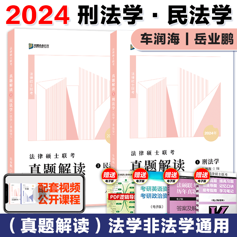 2024众合法硕一本通2024 法律硕士联考一本通+真题解读 法学非法学 马峰法理学宪法学车润海刑法学龚成思法制史岳业鹏民法 【岳业鹏民法学+车润海刑法学】真题解读