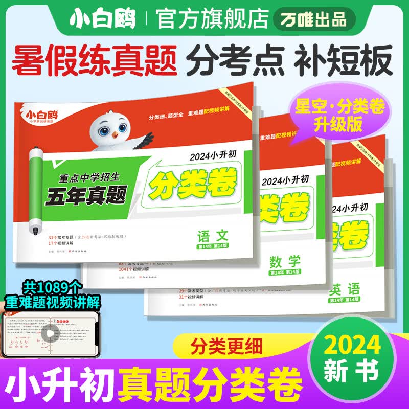2024小白鸥星空小升初分类卷语文数学英语小学专项训练分班考试卷六年级小升初总复习分类卷历年真题五六年级招生真卷万唯小升初 数学 小升初真题【分类卷】1本 绿皮【真题分类卷】按考点·分类训练-易到难