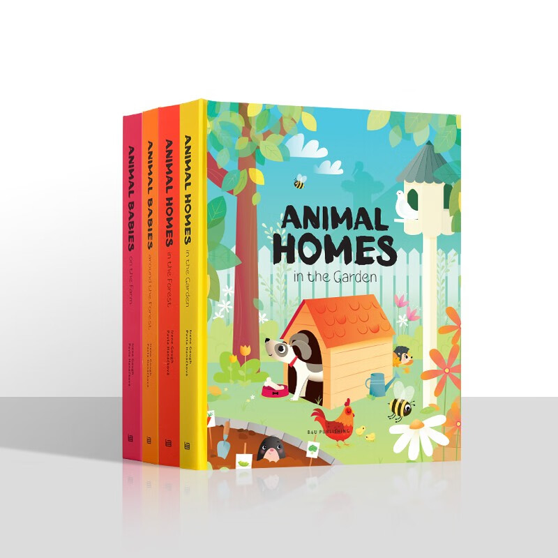 动物宝宝 Animal Babies 动物们住哪里？ Animal Homes英文绘本儿童经典童书 幼儿英语图画故事书盖世童书英文原版进口书 动物宝宝立体书系列（4本）