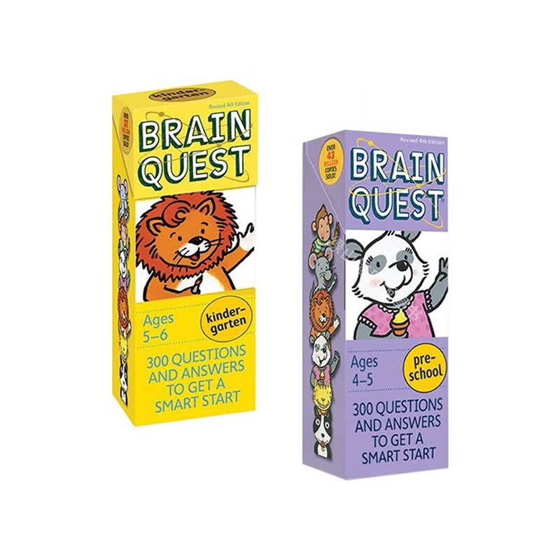 Brain Quest 大脑任务益智卡片书 2盒 英文原版 3-6岁 低幼组套装 美国学前全科训练 智力开发系列 Preschool Kindergarten