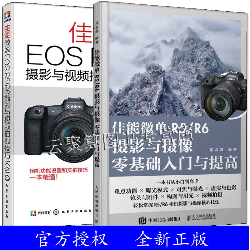 2册 佳能微单R5/R6摄影与摄像 零基础入门与提高+佳能微单EOS R5 R6摄影与视频拍摄技巧大全 微单相机单反使用详解说明书教程书籍