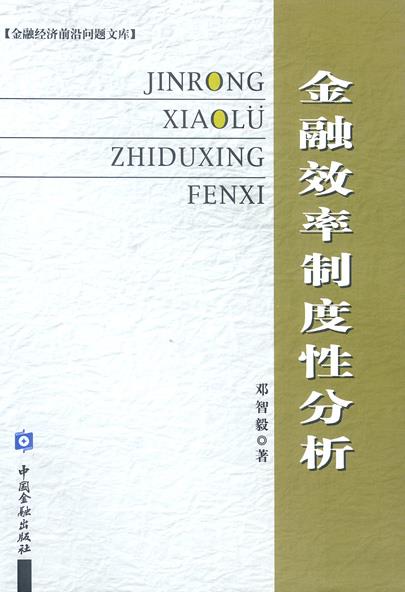 金融效率制度性分析 邓智毅 著【书】