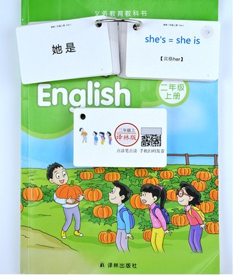 译林苏教版一到六年级小学英语词卡片一卡一词彩色配图点读卡片 2年级上册纸卡119张