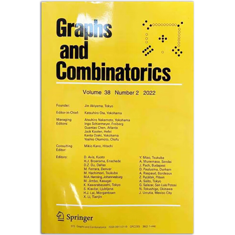 Graphs and Combinatorics Vol.38.2 2022年 图形与组合学数学刊物 2022年2月刊