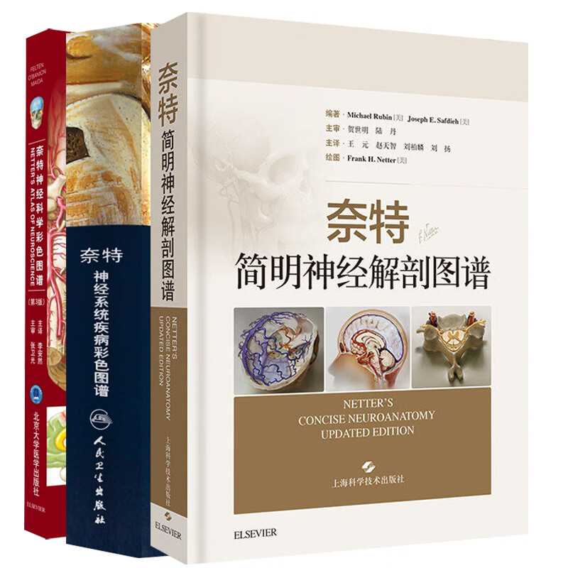 奈特神经系统疾病彩色图谱+奈特简明神经解剖图谱+奈特神经科学彩色图谱第3版 神经系统临床解剖书 神经内科学实用知识 临床医学神经科学实用参考工具书籍