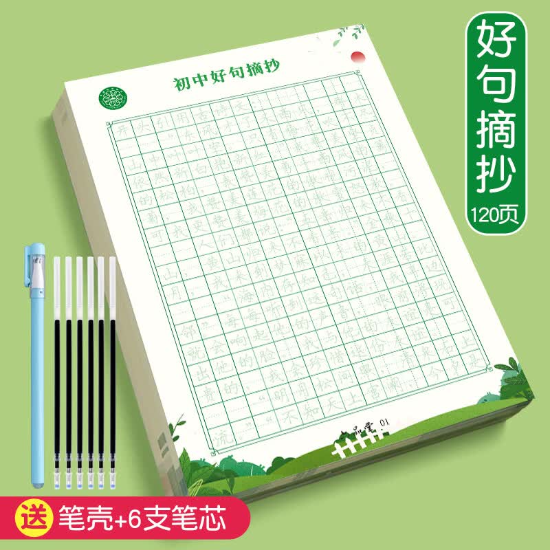 写作提升初中生字帖好词锦句佳段楷书钢手写体专用临摹练字帖硬书法小升初高中学生七年级年级正楷体作文字贴每日一练 好句摘抄共120页 送壳芯