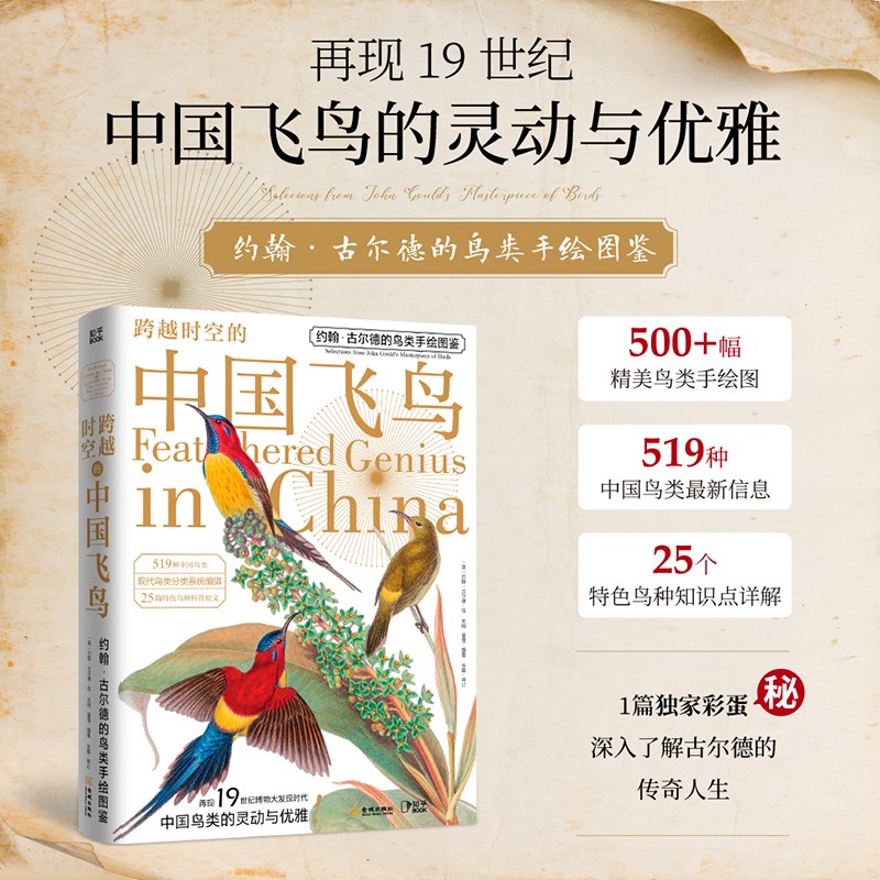 【博集直营】跨越时空的中国飞鸟：约翰·古尔德的鸟类手绘图鉴 动物分类鸟类科普读物 手绘博物学爱好者 跨越时空的中国飞鸟