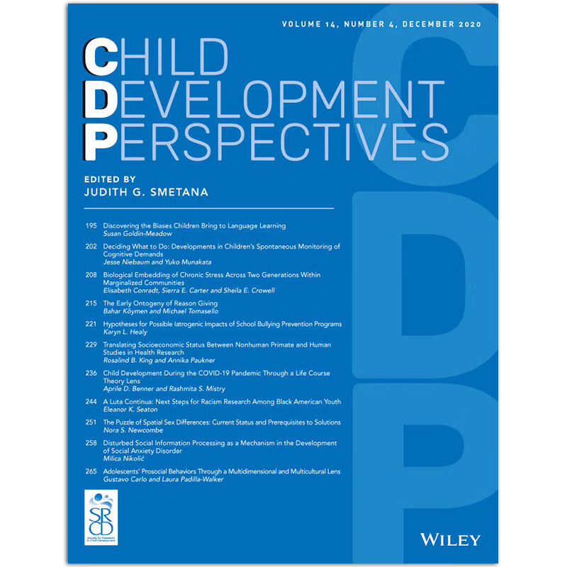 【单期可选】Child Development Perspectives 儿童发育展望 2020年1 2020年12月刊