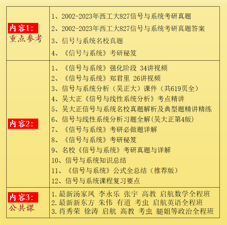 2024西北工业大学827信号与系统考研真题西工大827信号专业课初试 纸质版