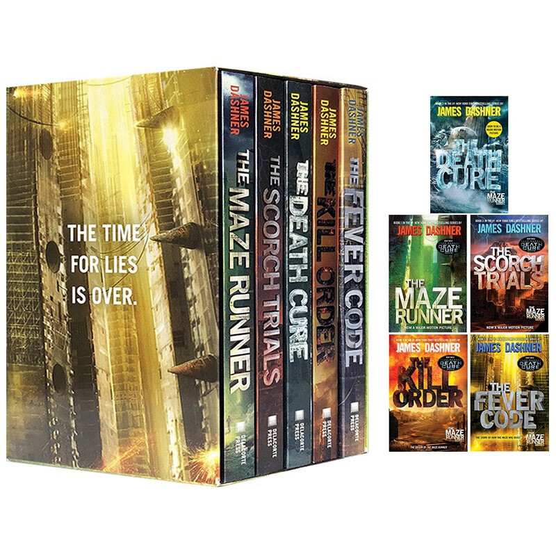 英文原版 The Maze Runner Series 移动迷宫 5册盒装 烧痕审判 死亡解药 致命追捕 青少年科幻小说 悬疑推理电影小说