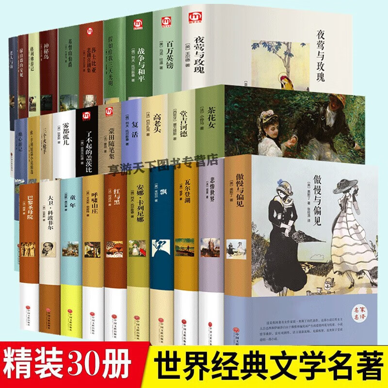 世界三十大名著书籍 全30册 世界名著全套原著外国经典文学 青少年课外阅读书籍 初高中文学名著阅读课外书