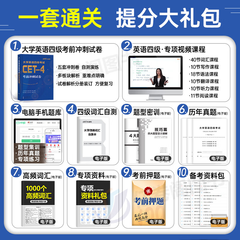 备考2023年6月大学英语四级考前冲刺模拟试卷cet4考试真题库词汇 英语四级 写作120篇
