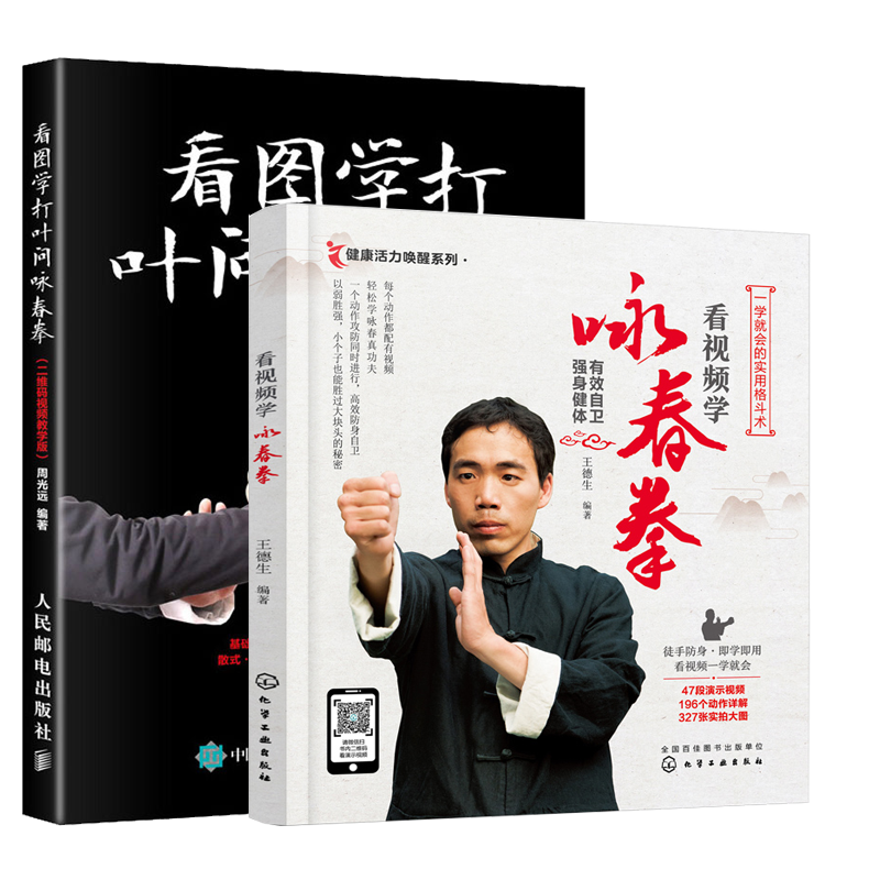 看视频学咏春拳+看图学打叶问咏春拳 叶问咏春拳书籍咏春拳谱2本