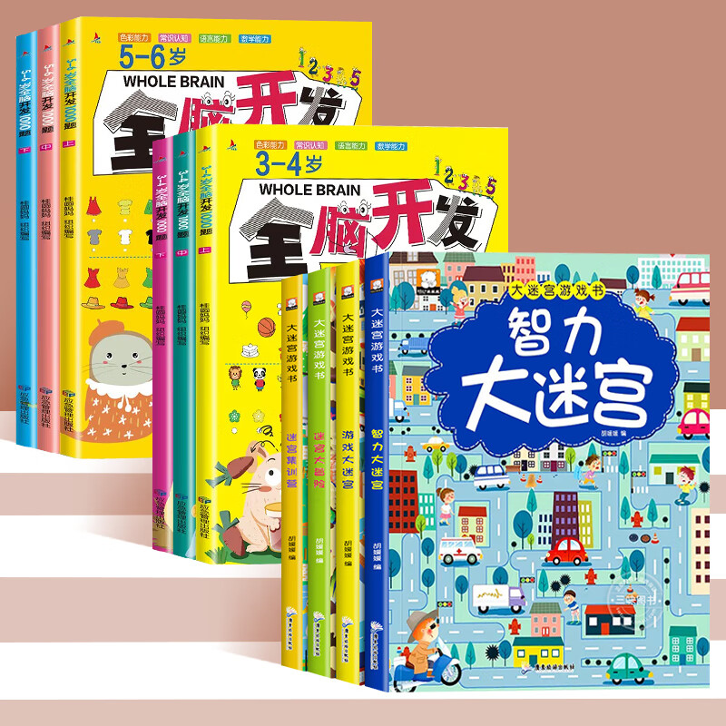迷宫书 幼儿思维逻辑训练书儿童益智玩具专注力训练2-3-4-6-7岁迷宫绘本大冒险孩子思维逻辑注意力训练书智力 [全10册]迷宫游戏书+[3-6岁