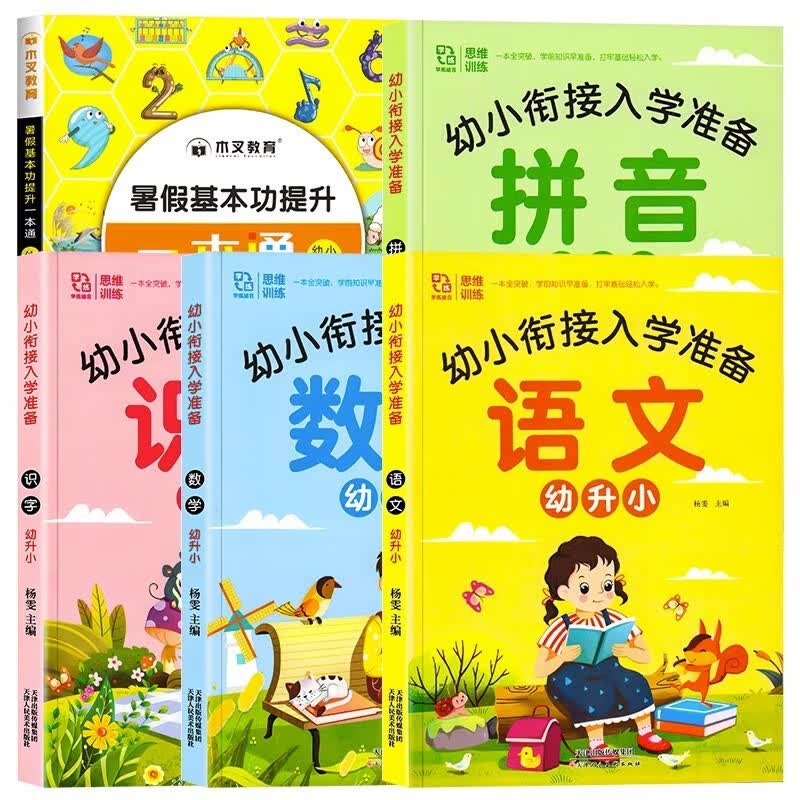 2023新版 幼小衔接暑假一本通 幼小衔接一日一练全套暑假作业教材学前班拼音数学练习册大班幼儿园思维训练幼升小一年级入学准备练习题 【5本】幼升小教材+暑假一本通