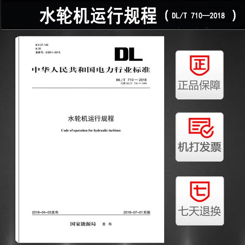 按需印刷DL/T 710—2018 水轮机运行规程