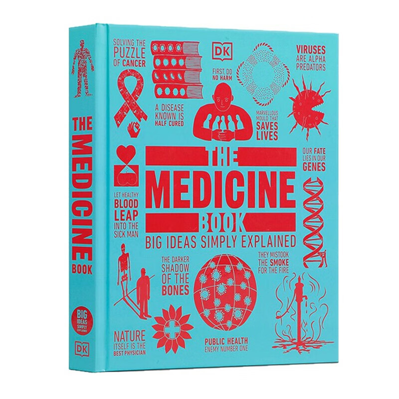 预售 DK人类的思想百科丛书 The Medicine Book DK 医学百科图解 英文原版 全彩精装 探索古代草药现代药物医学参考书 . 绿山墙图书
