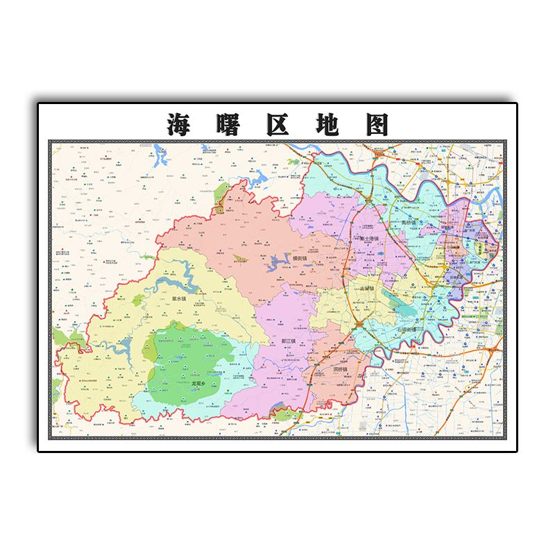 海曙区地图1.1米浙江省宁波市新版高清办公室装饰画客厅防水贴画 不覆膜