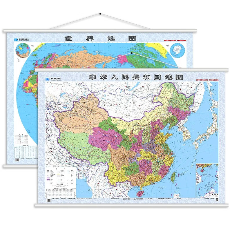 2023年 地图挂图 覆膜防水 1.4米*1米 中国地图+世界地图