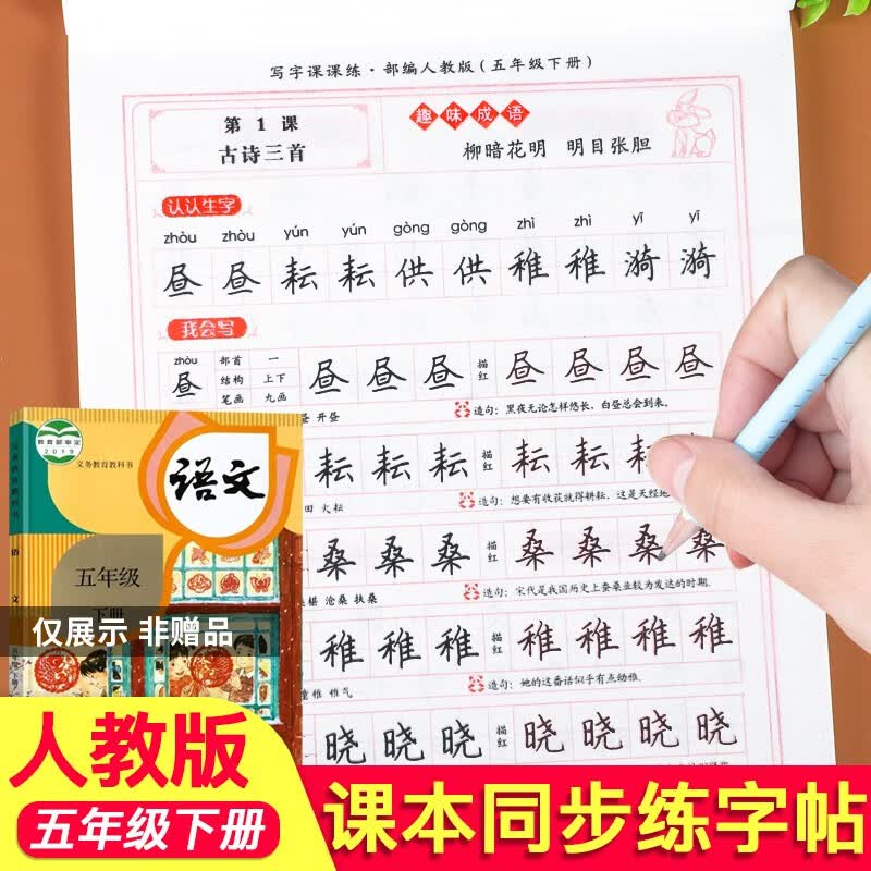 五年级下册练字帖人教版语文同步写字课课练每日一练小学生控笔训练 田英章楷书临摹生字帖5年级下学期专用抄写本部编版钢笔练习字 【五年级下册】语文写字课课练