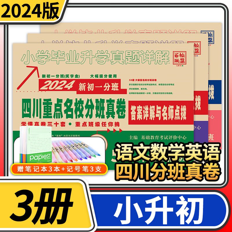2024四川重点名校分班真卷语文数学英语冲刺重点班小学升初一分班四川十大名校招生真卷四川十大名校入学真卷 【四川重点名校分班真卷】语文数学英语3本 小学升初中