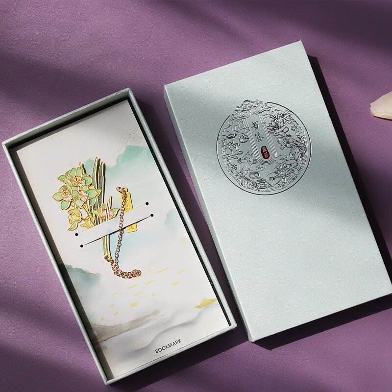 古典金属黄铜花卉书签百合鸢尾花雏菊蝴蝶兰创意文艺礼品书签 蝴蝶兰礼盒装