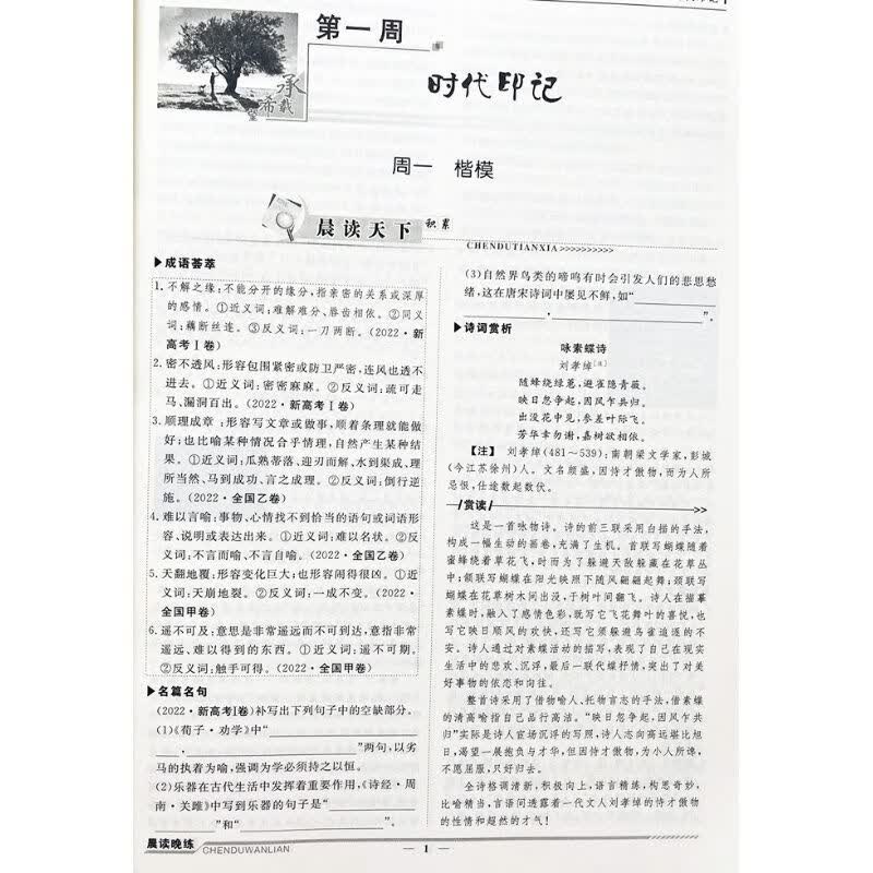 2023新版 智慧 一本通 晨读晚练 高三上册 晨读 晚练素养 如图