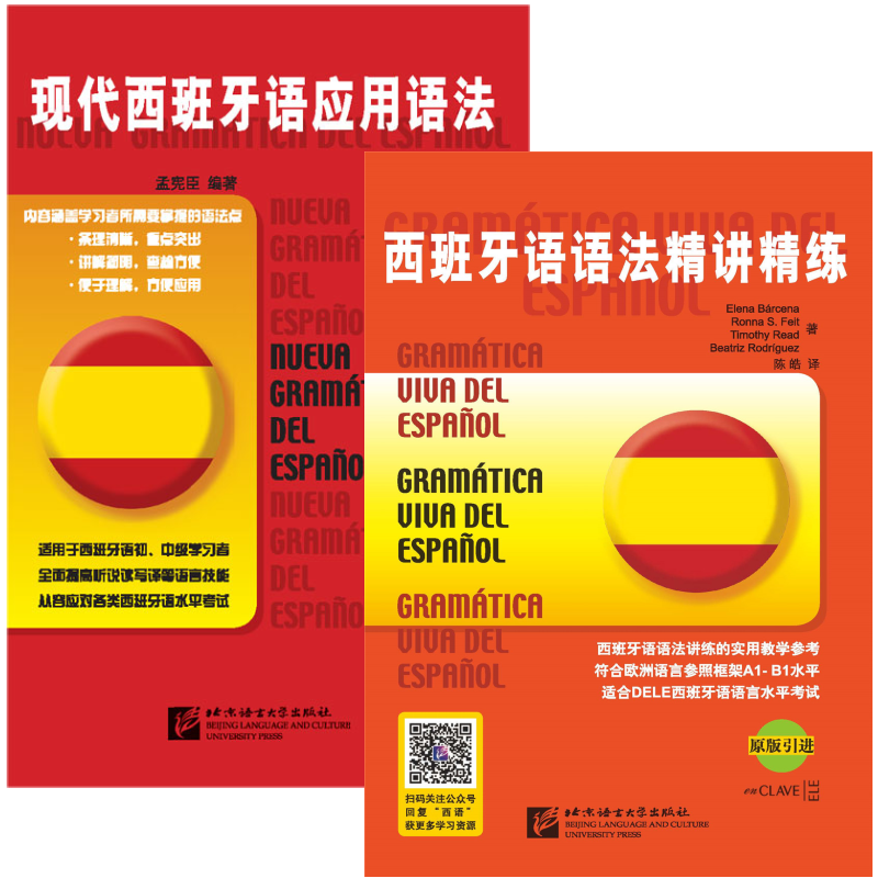 2册 西班牙语语法精讲精练+现代西班牙语应用语法 西班牙语语法书籍 初级中级西班牙语语法练习题