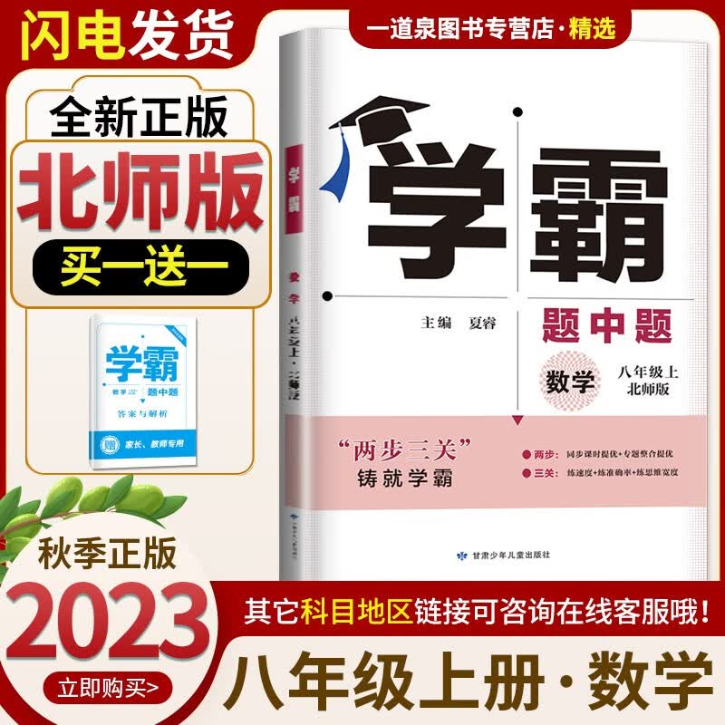 上下册自选】2023-2024学霸题中题八年级下上语文数学英语物理 8年级初二上册下册课堂作业同步训练辅导书课时提优专项练习册课时作业本拆解训练 【8上】数学 北师版
