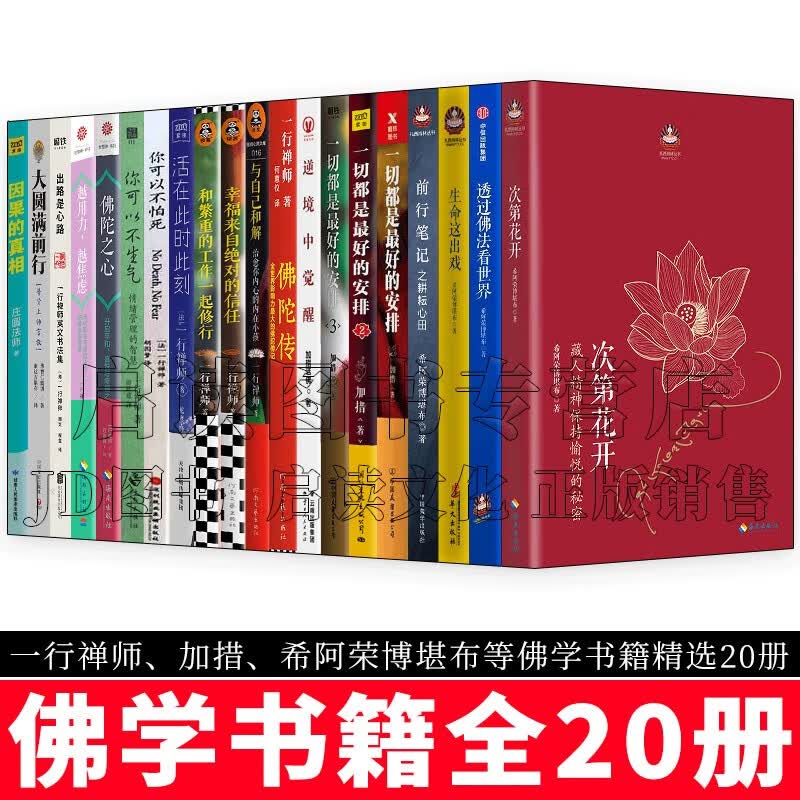 佛学书籍合集20册 一行禅师 加措  希阿荣博堪布 次第花开+透过佛法看世界+生命这出戏+一切都是最好的安排+ 佛陀传+活在此时此刻+佛陀之心+大圆满前行等 红色