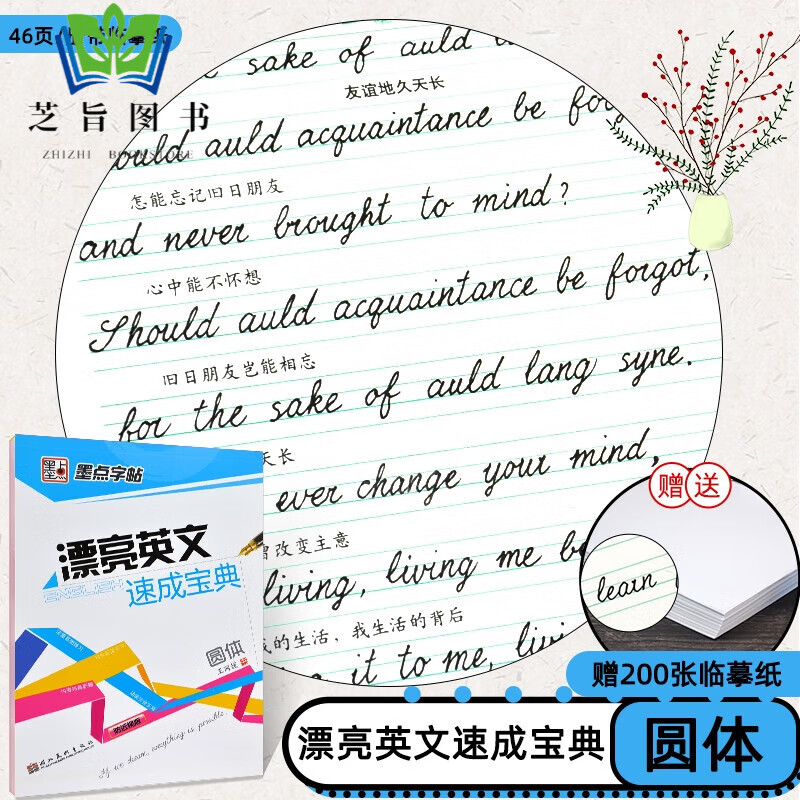 1本包墨点字帖圆体英文英语字帖初高中学生连写连笔字英文字帖漂 商品