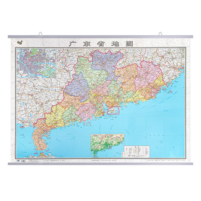 广东省2022新版中国和世界高清超生 挂图【送安装挂件】 共3张 广东+中国+世界 高清覆膜
