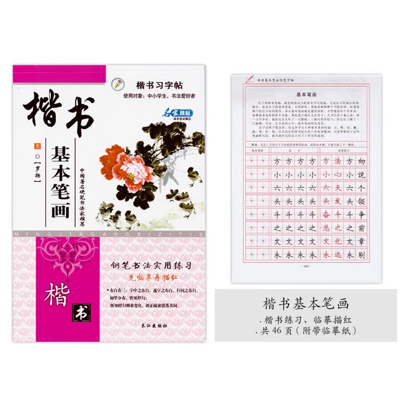 钢笔楷书字帖常用字高中学生正楷硬笔临摹练字帖成年初中小大学生女生字体漂亮男生手写书法练字本5000字基础 1本46页楷书（基本笔画）
