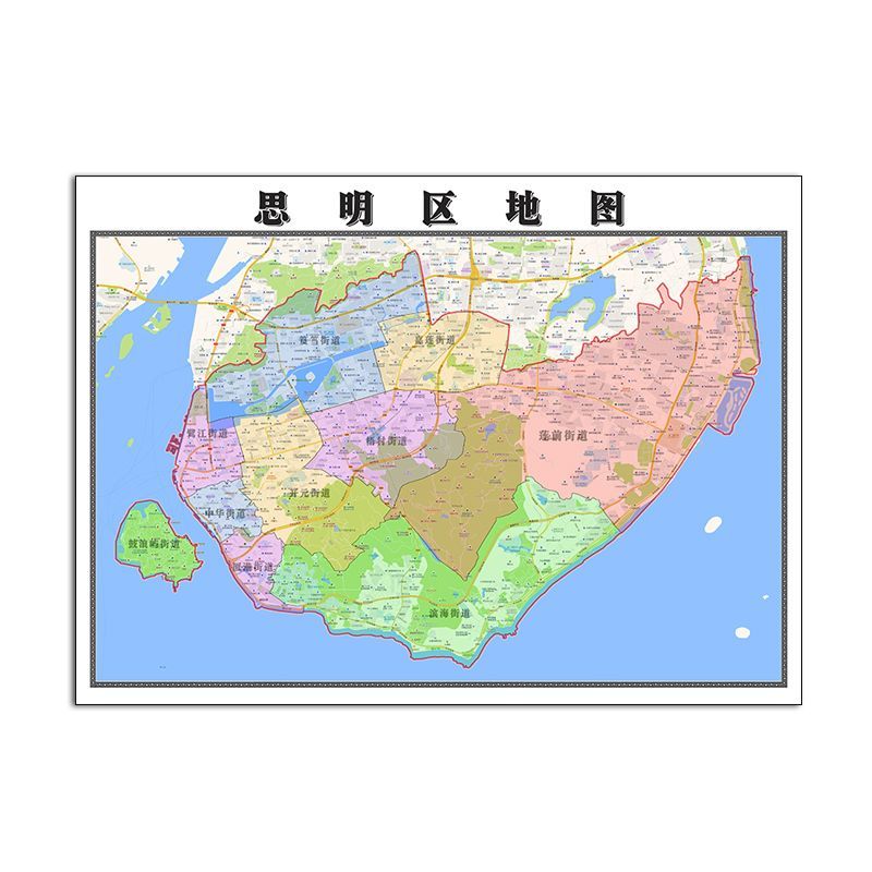 思明区地图1.1米福建省厦门市高清新版装饰画大幅客厅办公背景墙 不覆膜