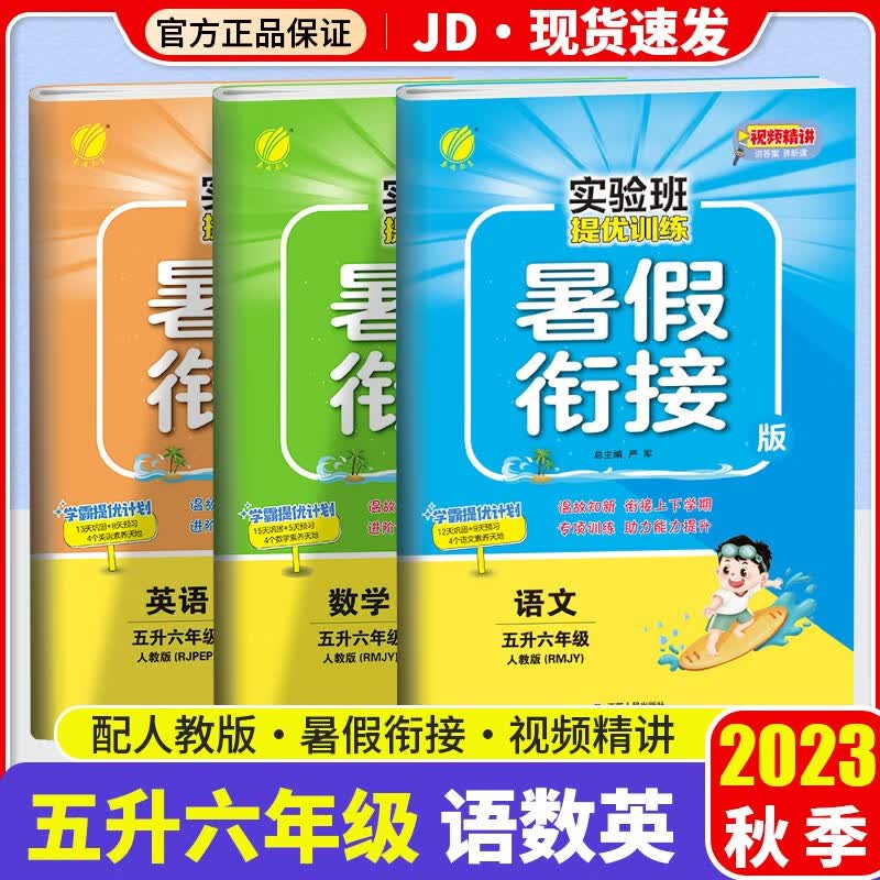 2023年秋季实验班提优训练暑假衔接版小学五升六年级语文数学英语人教版北师版苏教版译林版暑假作业复习巩固预习 【五升六年级】共3本 语文+数学+英语 人教版