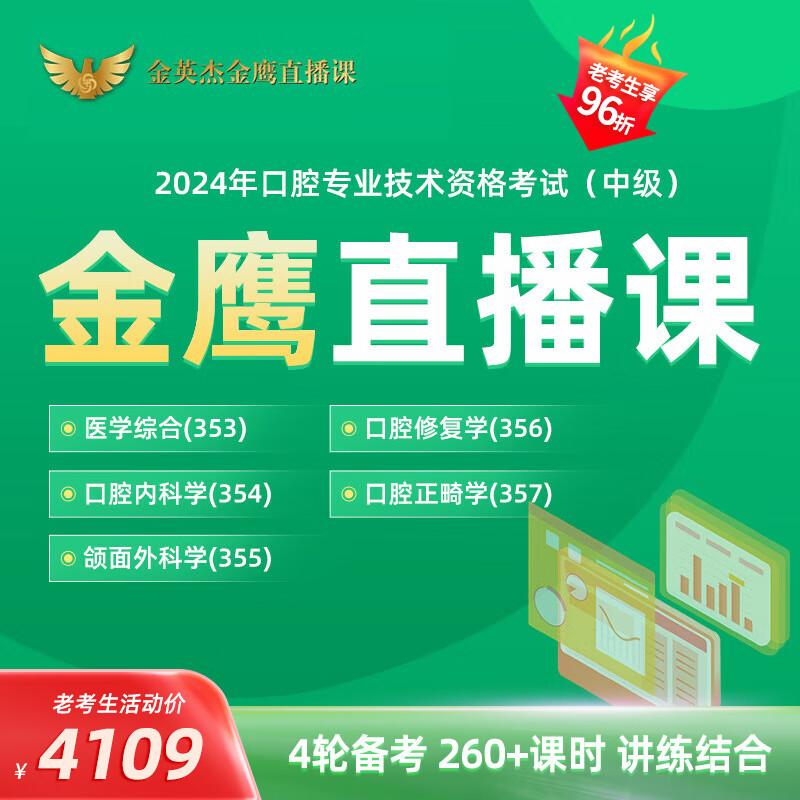 金英杰医学2024年口腔主治医师中级卫生资格考试视频王pai直播课金鹰直播课重读班退费班网课 2024金鹰直播课 修复学356